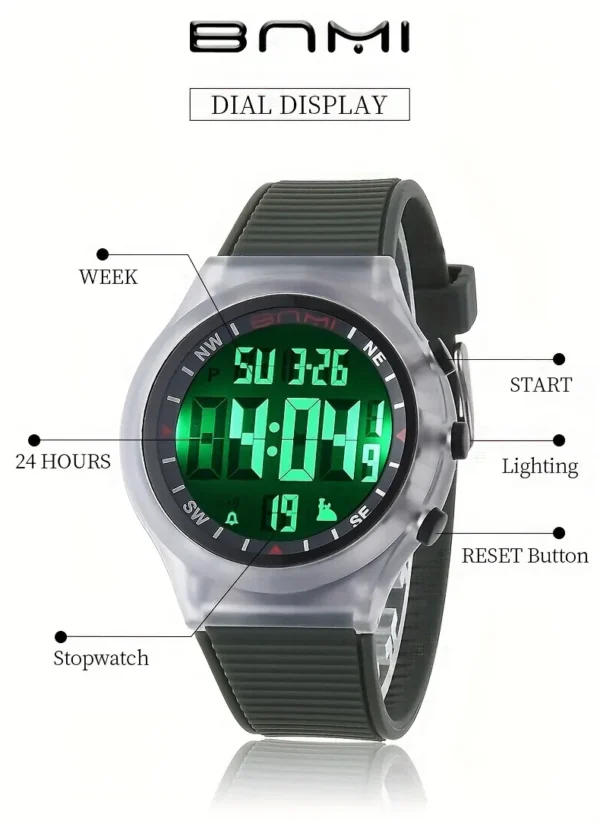 BNMI Light Sports Electronic Watch For Outdoor, Digital Alarm Wrist ...
